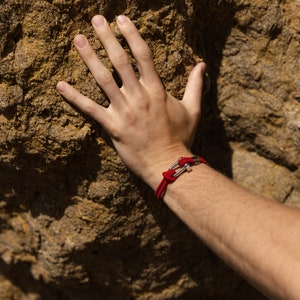 Red Nautical Rope Bracelet for Men – Silver Shackle, Nylon Cord - Etsy