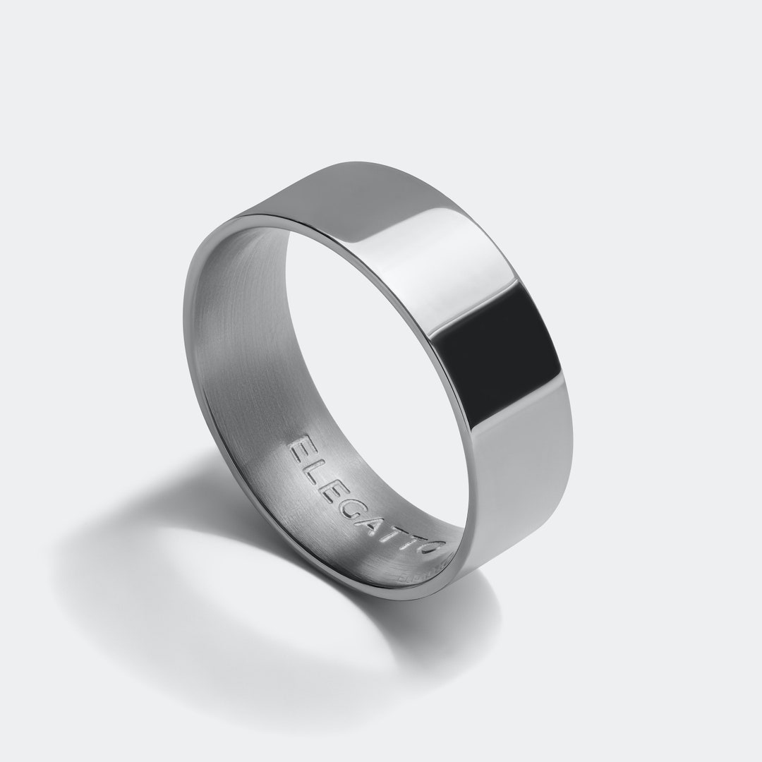 Silver Wedding Band for Men - Minimalist Industrial Modern Style ...
