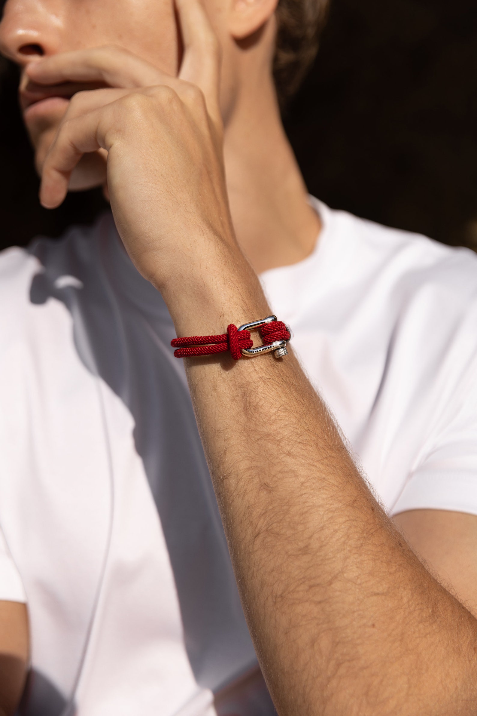 Red Nautical Rope Bracelet for Men – Silver Shackle, Nylon Cord - Etsy