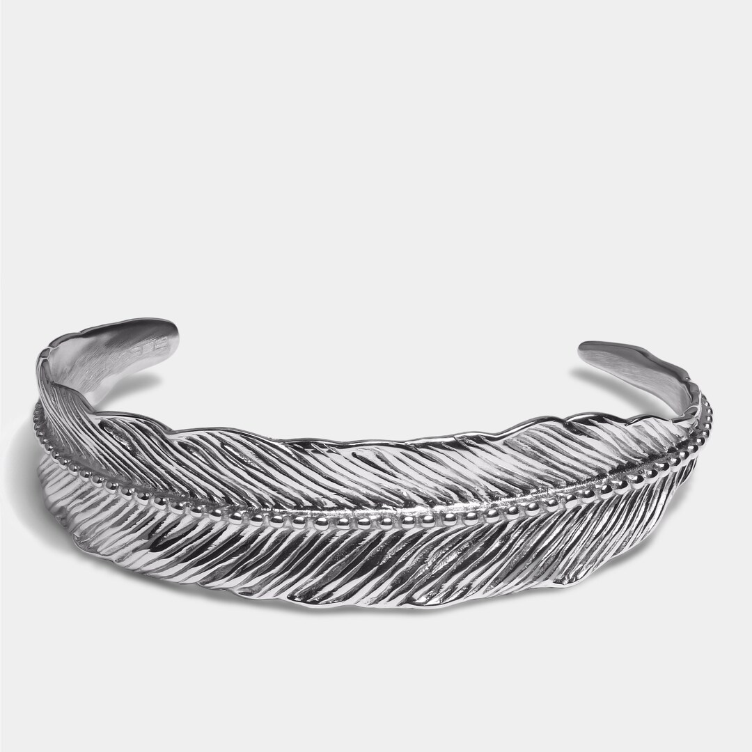 Stainless Steel Feather Cuff Bracelet for Men - Ideal Gift, Unique Men ...