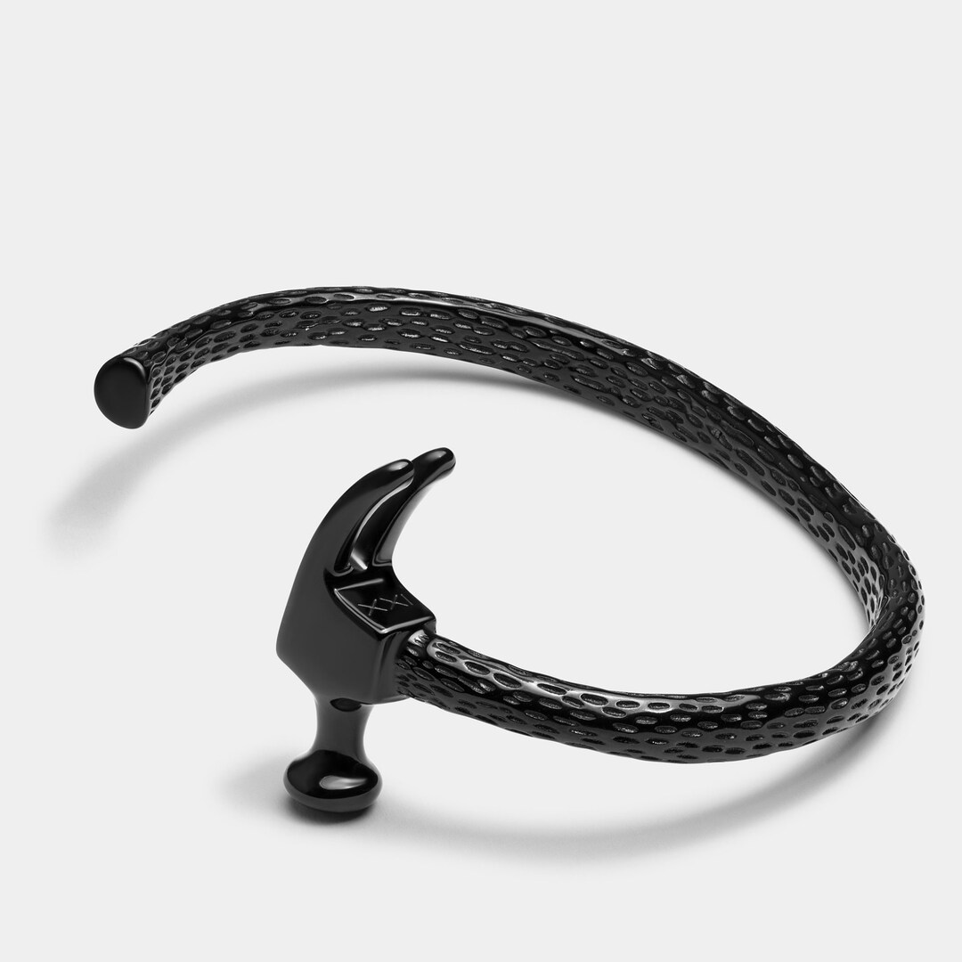 Black Hammer Cuff Bracelet, Stainless Steel Tool Bracelet, Gift for Him ...