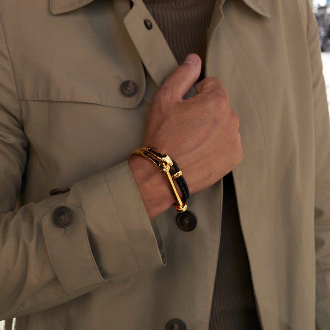 Bangle Bracelet for Men Boyfriend Bracelet Set Mens Leather - Etsy