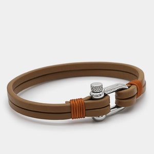 Luxury Minimalist Leather Rope Men's Bracelet - Brown Double Wrap ...