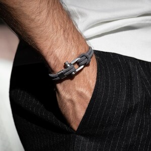 Nautical Rope Bracelet for Men - Minimalist Silver Nylon, Perfect ...