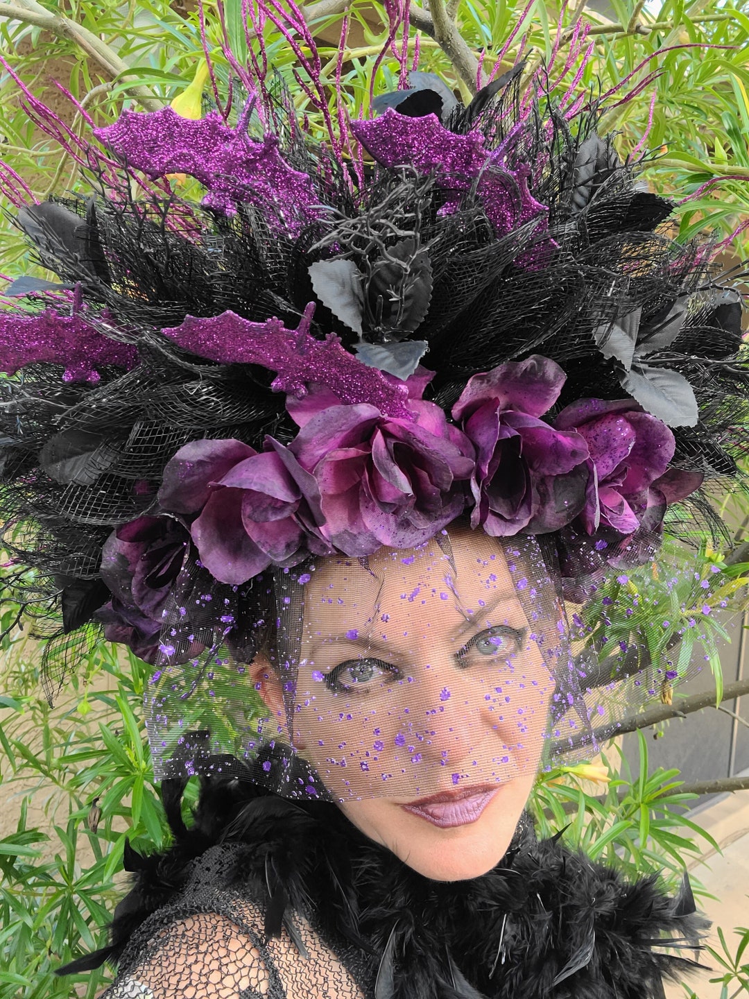 Catrina Headdress, Bat Headdress, Witch Headdress, Vampire Bat Crown ...