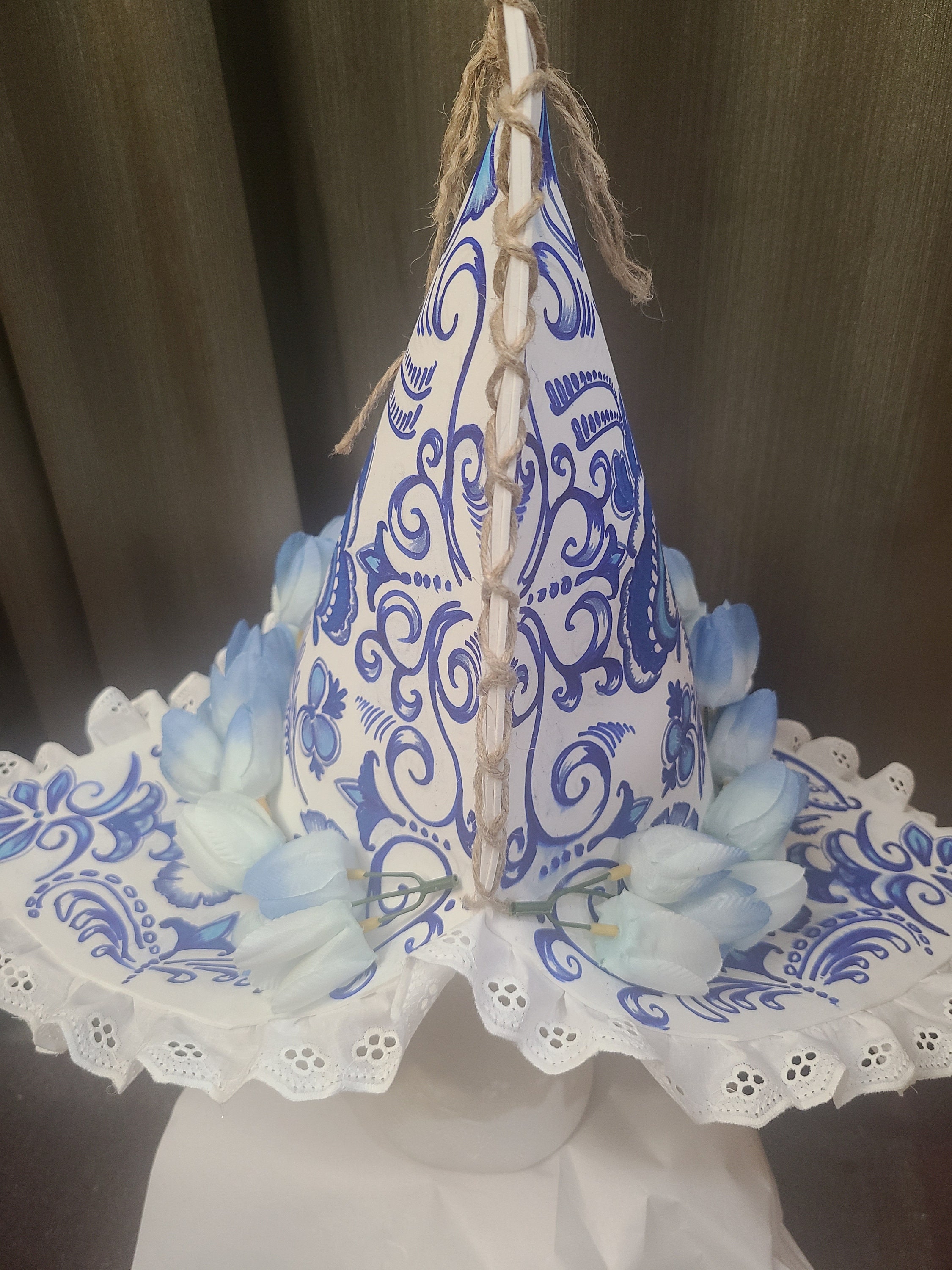 Dutch Hat, Delft Blue Flowers Headdress, Blue Tulips Hat, Holland ...