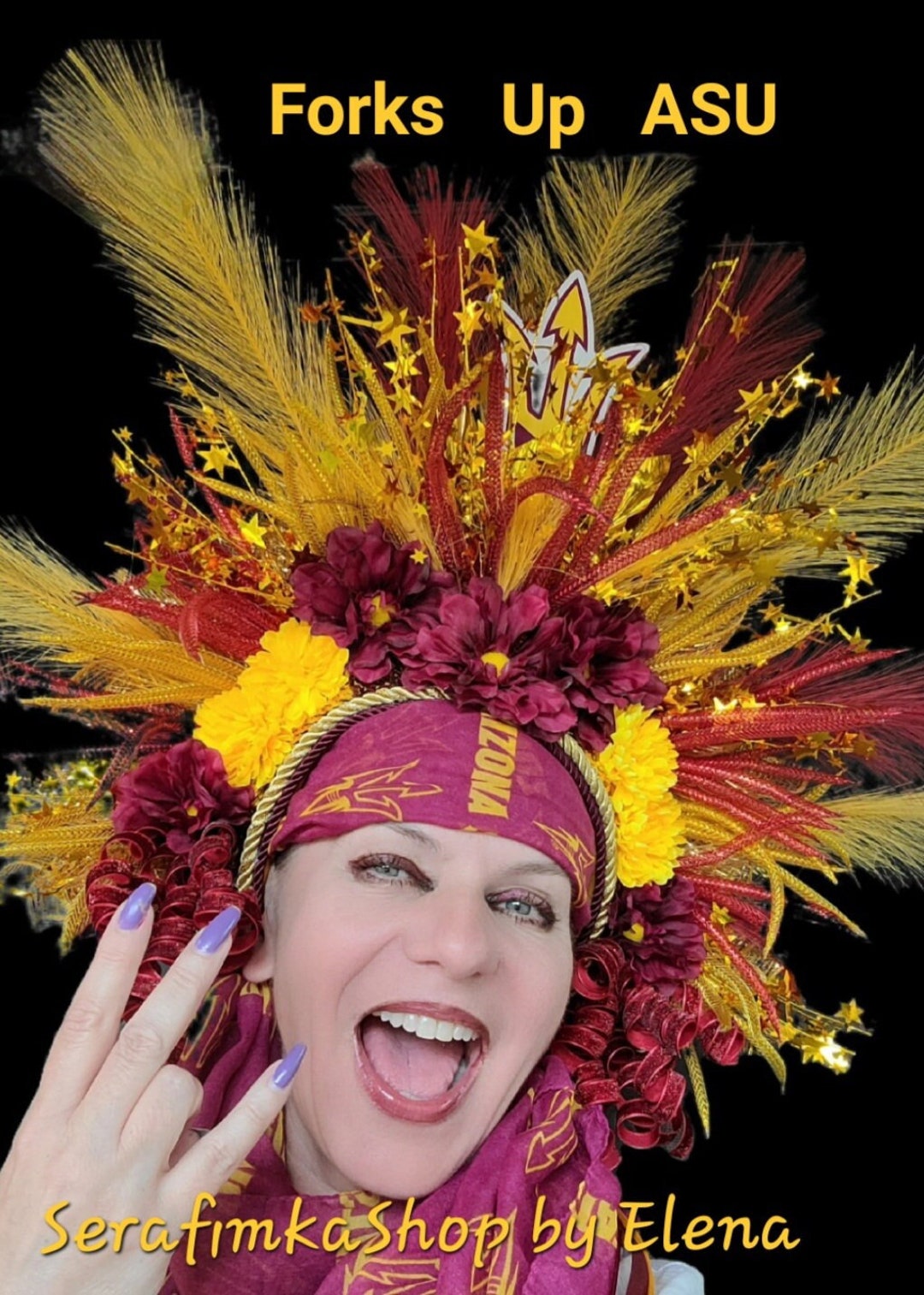 Forks up ASU Crown, ASU Graduation Headdress, Arizona State Party Crown ...