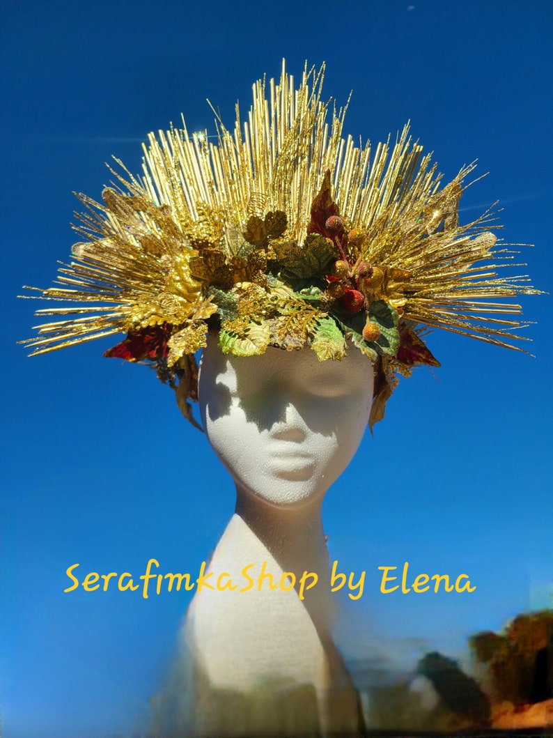 Gold Christmas Headdress, Fairy Crown, Holiday Party Headpiece - Etsy