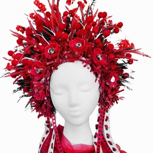 Polka Dot Headdress, Lady Bug Crown, Retro Crown, 50s Headdress, Fun ...