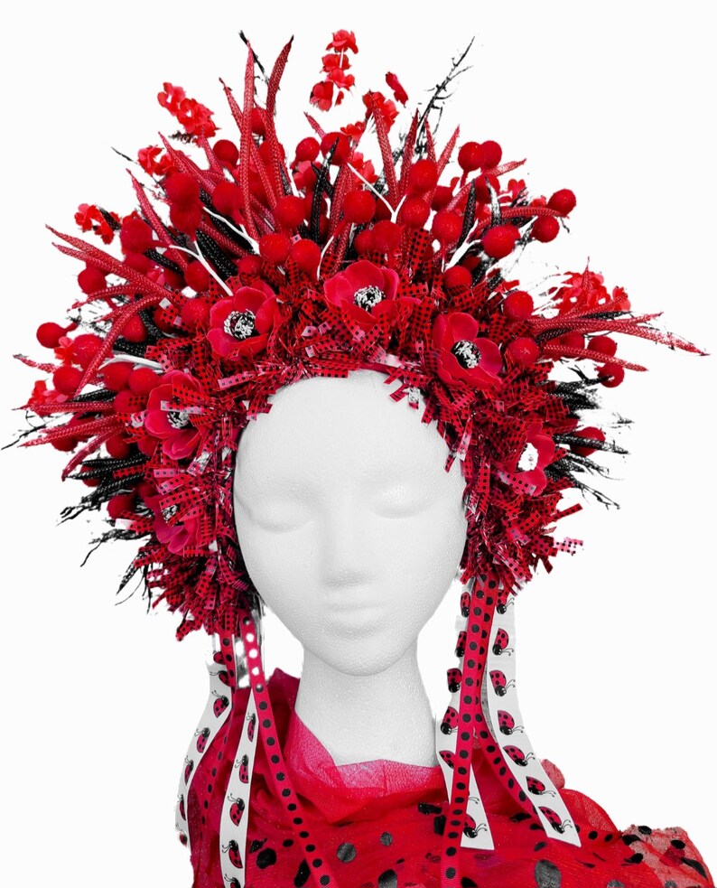 Polka Dot Headdress, Lady Bug Crown, Retro Crown, 50s Headdress, Fun ...