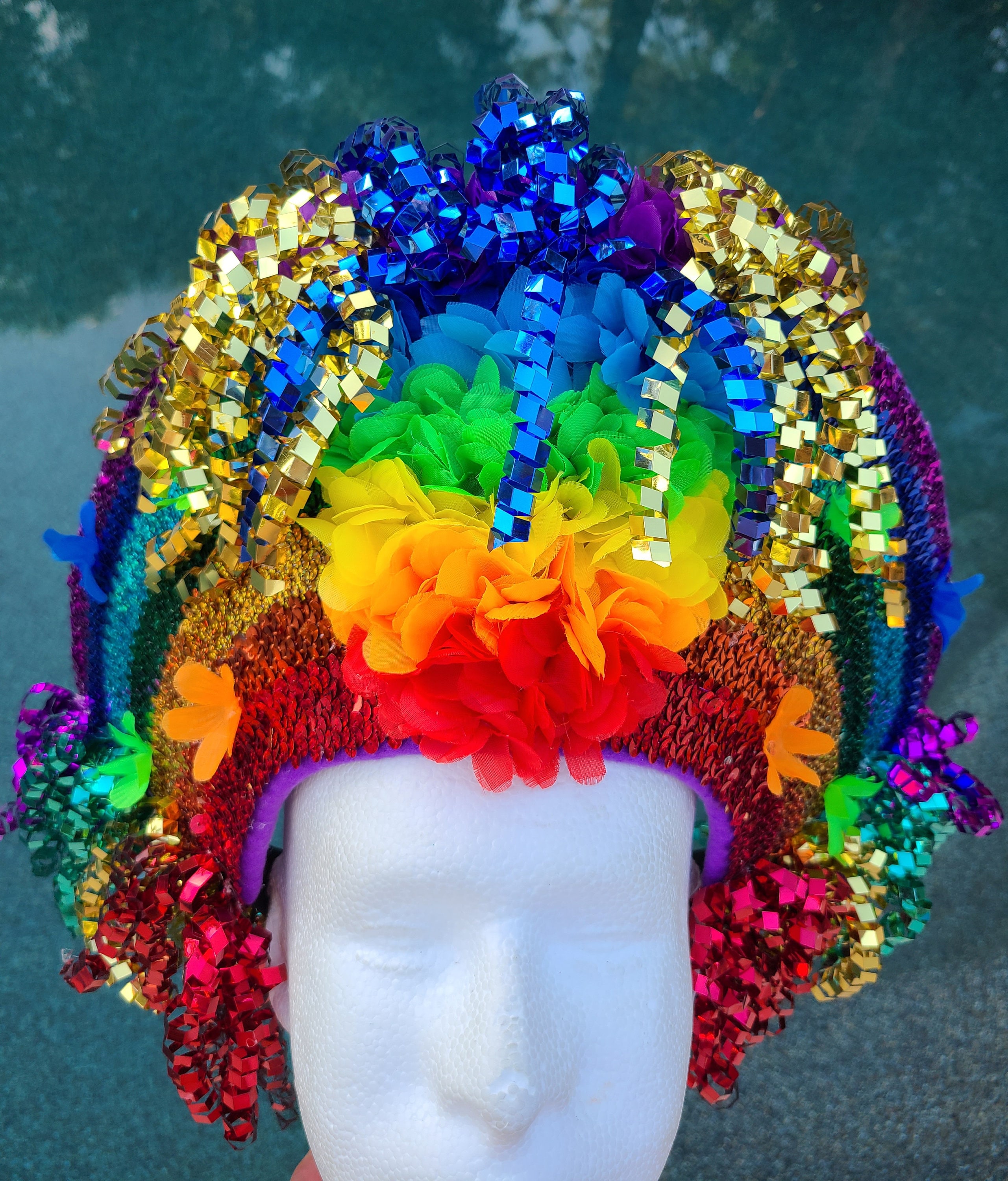 Pride Parade Headdress, Rainbow Crown, Rainbow Headdress, Multicolored ...