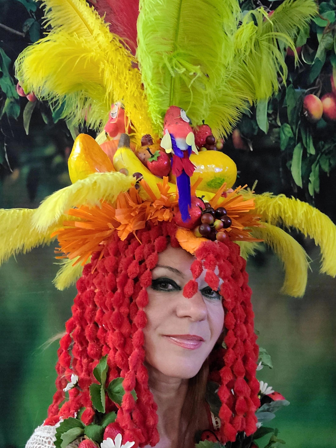 Tropical Fruit Parrot Headdress, Carnival Crown, Table Centerpiece - Etsy