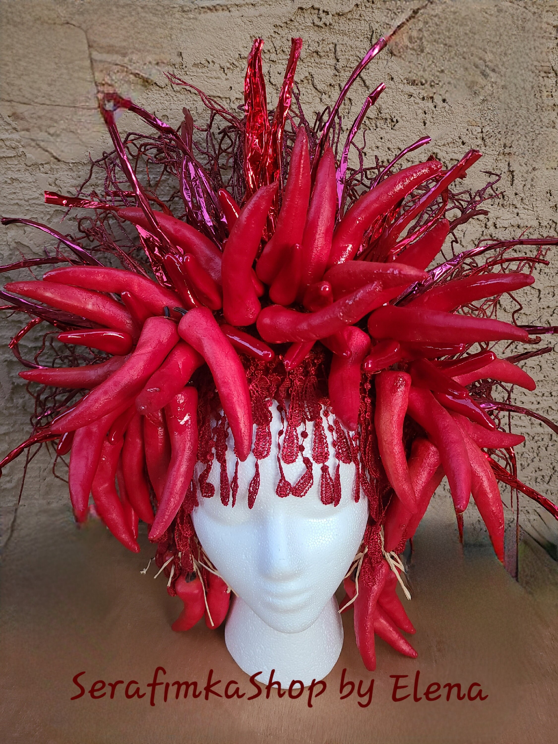 Hot Chili Pepper Headdress, Red Pepper Crown, Burning Man Hat, Day of ...