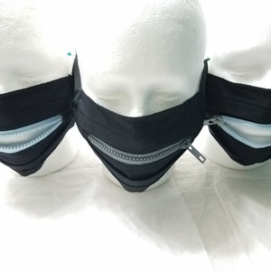 Zipper Face Mask, Fun Zipits, Cotton, Adult, Washable Reusable, Travel ...