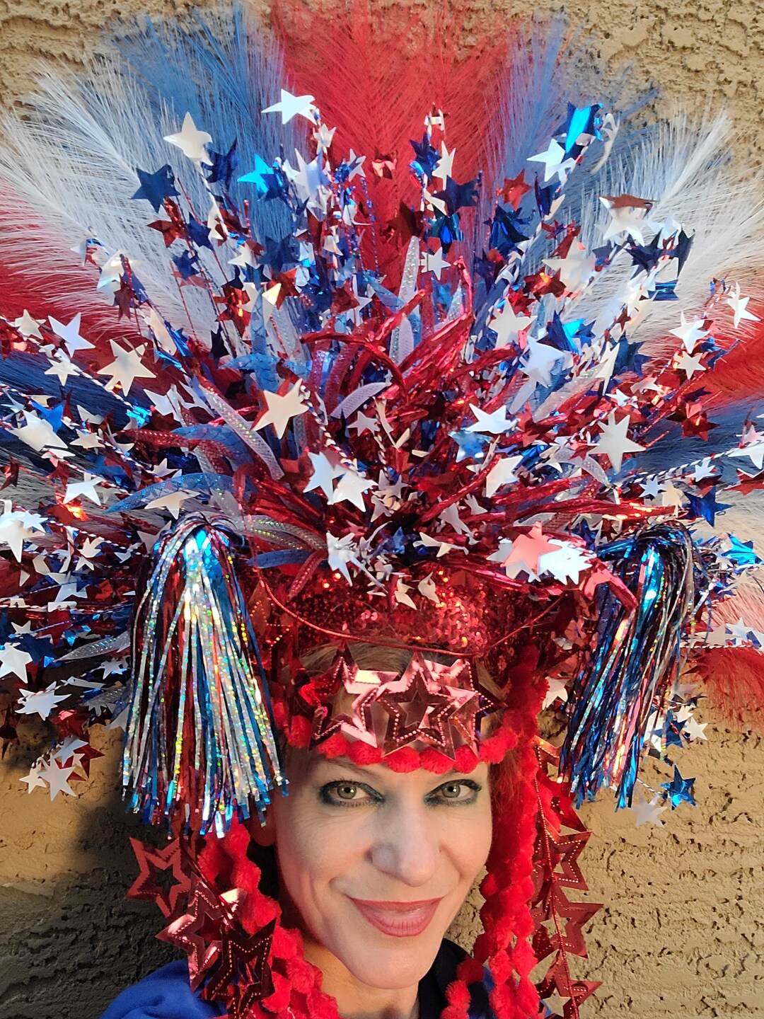 Patriotic USA Headdress, Red White Blue Crown, 4th of July Headpiece - Etsy