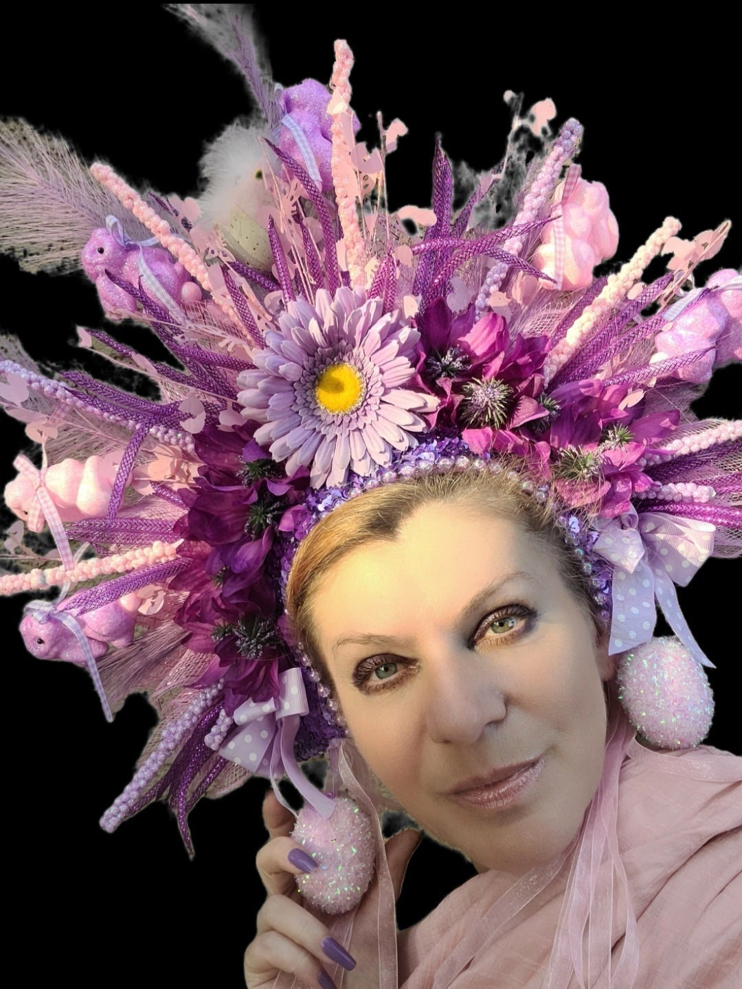 Easter Headdress, Spring Headdress, Egg Hunt Crown, Пасхальный кокошник ...