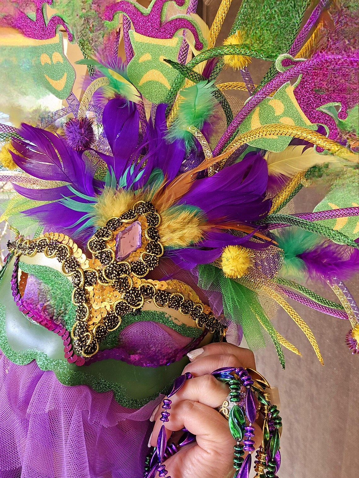 Mardi Gras Headband, Halloween Head Decoration, Pom-pom Headband, Joker ...