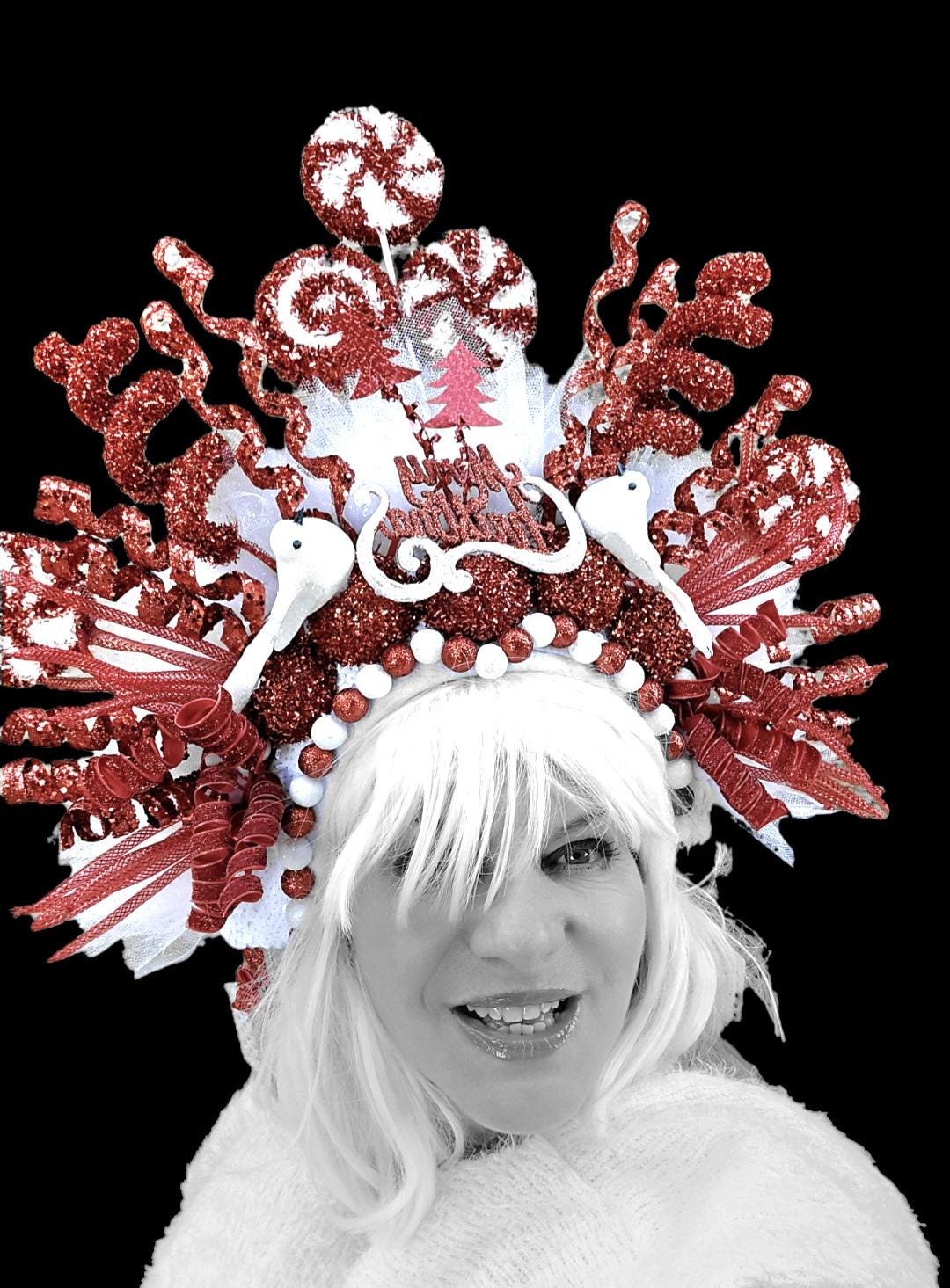 Ugly Christmas Headdress, Candy Cane Crown, Holiday Headpiece - Etsy