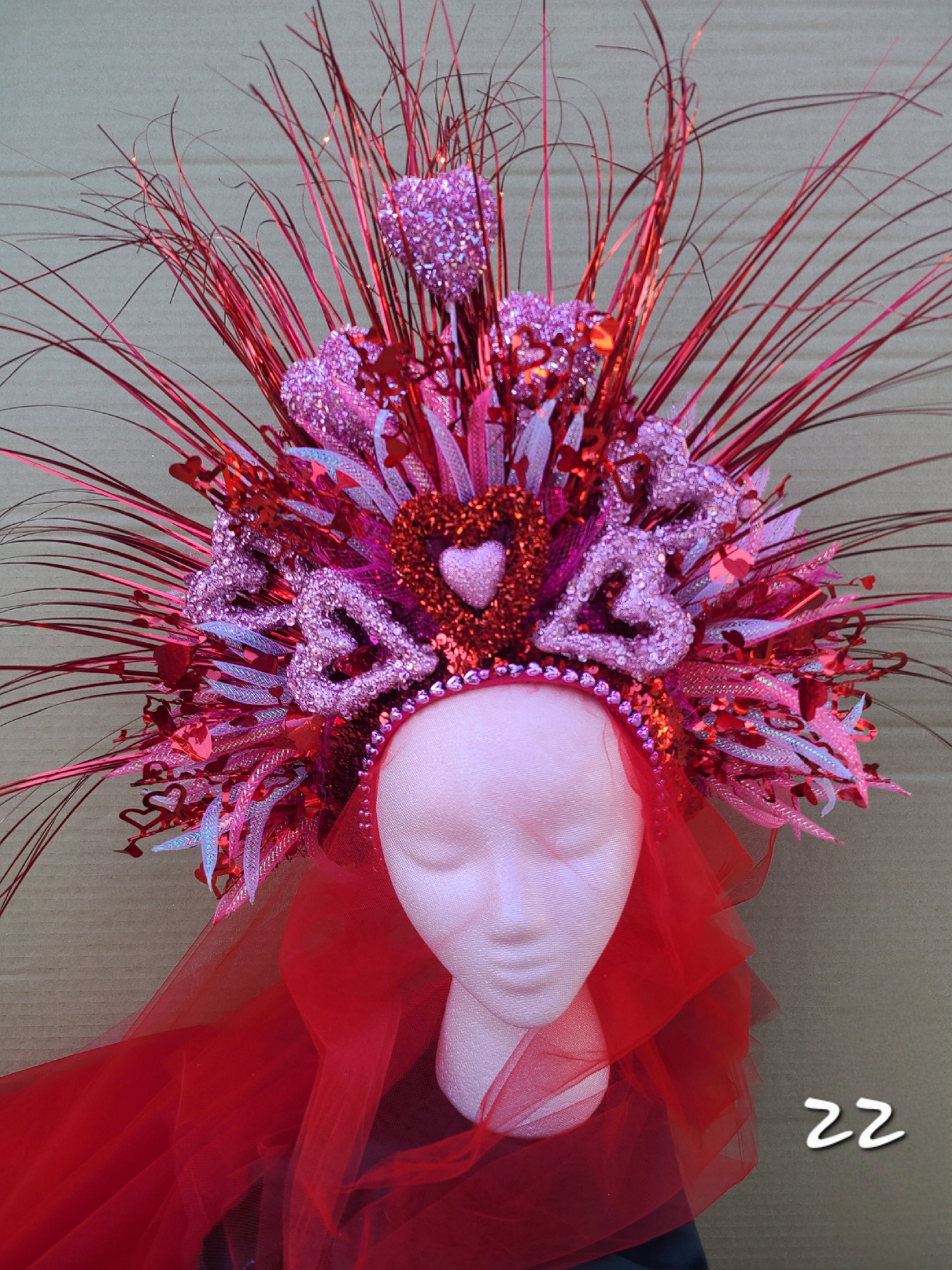 Queen of Heart Headdress, Mothers Day Crown, Mardi Gras Headdress ...
