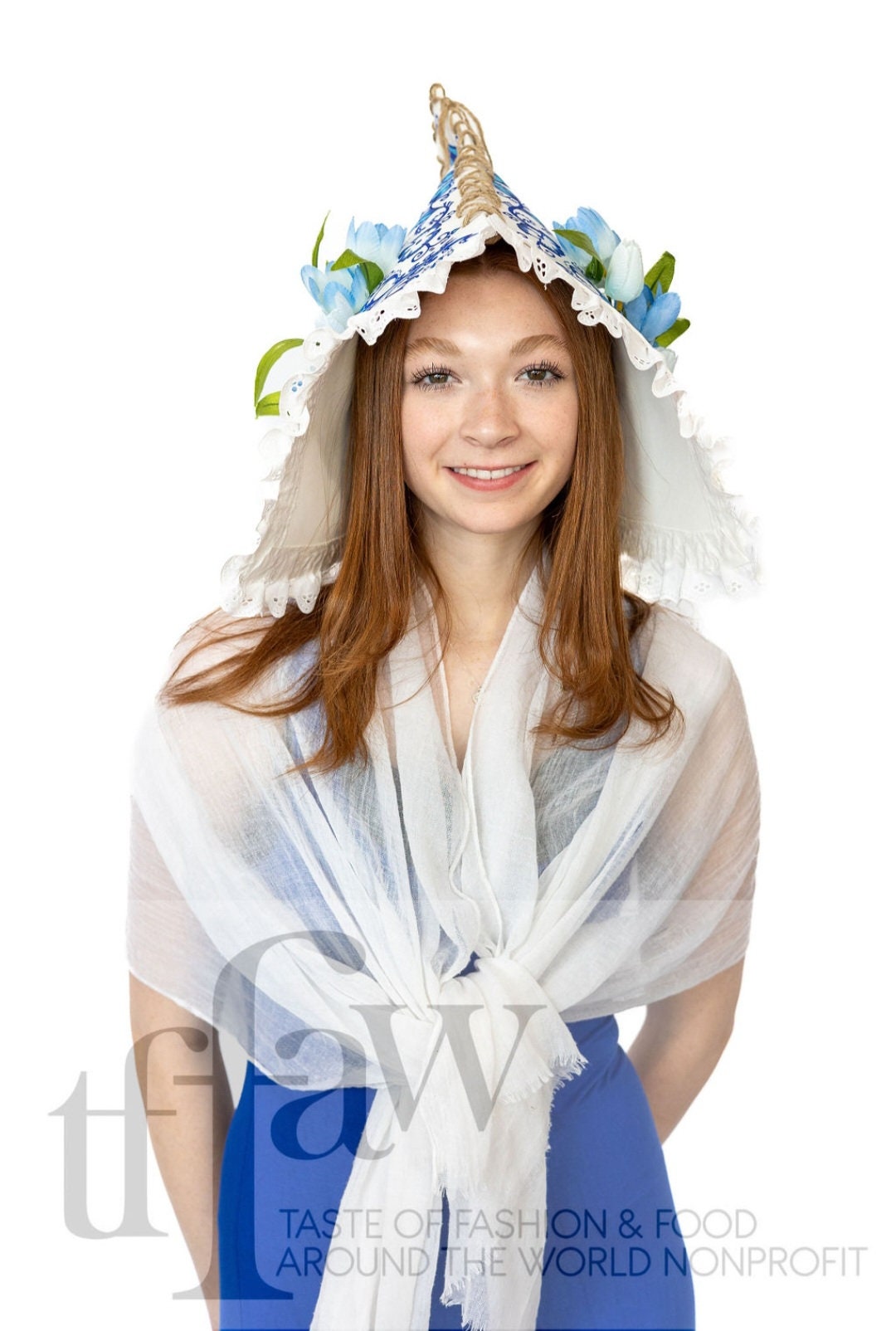 Dutch Hat Delft Blue Flowers Headdress Blue Tulips Hat - Etsy