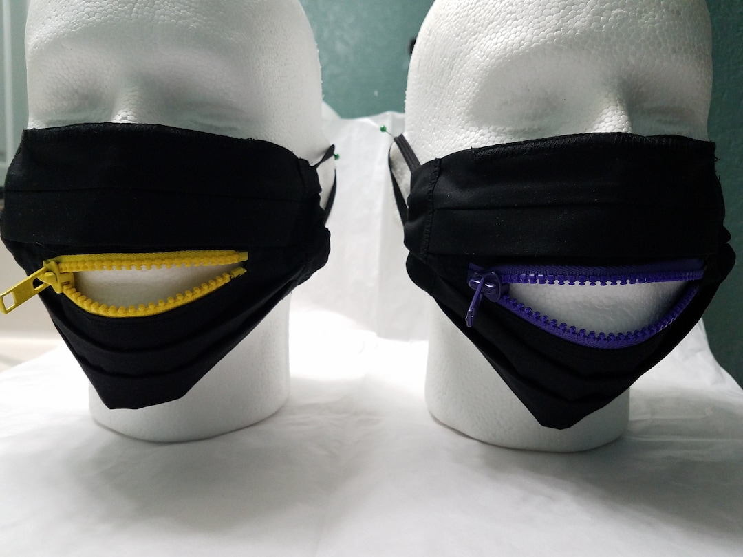 Zipper Face Mask, Fun Zipits, Cotton, Adult, Washable Reusable, Travel ...