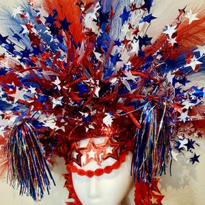 Patriotic USA Headdress, Red White Blue Crown, 4th of July Headpiece - Etsy