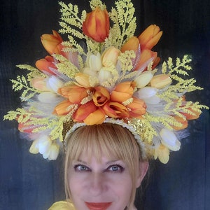 Tulips Spring Headdress, Handmade Floral Crown - Etsy