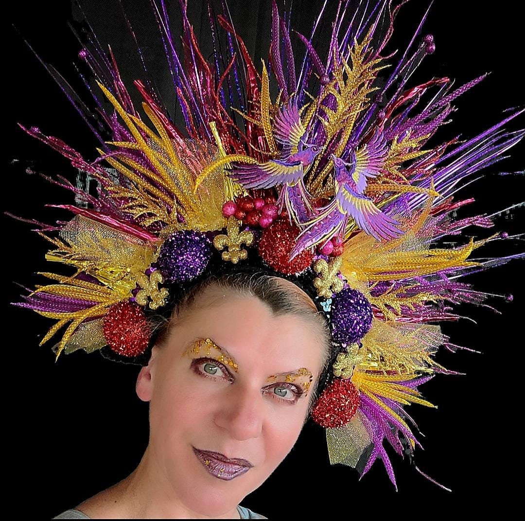 Made to Order. Phoenix Headdress, Firebird Headdress, Fire Crown, Mardi ...
