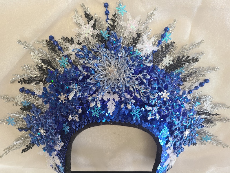 Snowflake Poinsettia Crown, Ugly Christmas Headpiece, LED Lights - Etsy