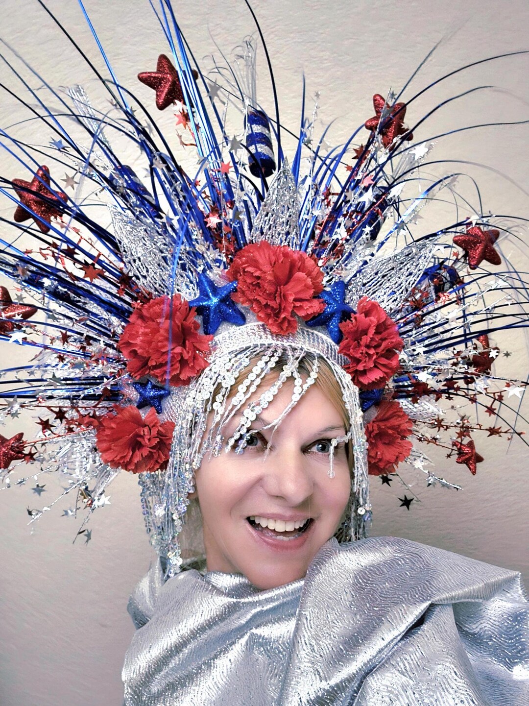 USA Headdress, Independence Day Hat, Memorial Day Crown, Red White Blue ...