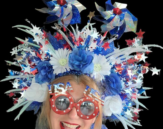 USA Headdress, 4th of July Crown, Independence Day Headpiece, Memorial ...