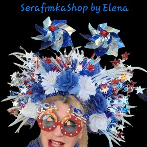 USA Headdress, 4th of July Crown, Independence Day Headpiece, Memorial ...