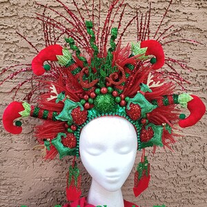 Ugly Sweater Headdress, Xmas Crown, New Year Headpiece, Elf Headdress ...