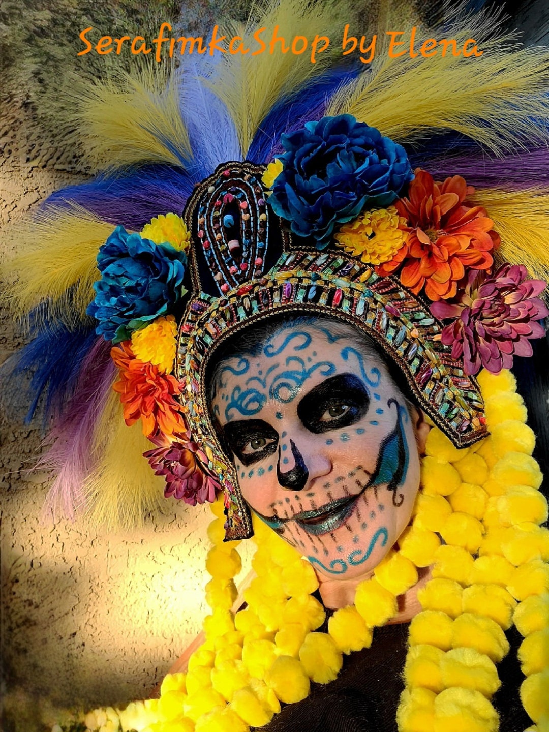 Day of the Dead Headdress, La Catrina Headpiece, Latino Crown, Skull ...