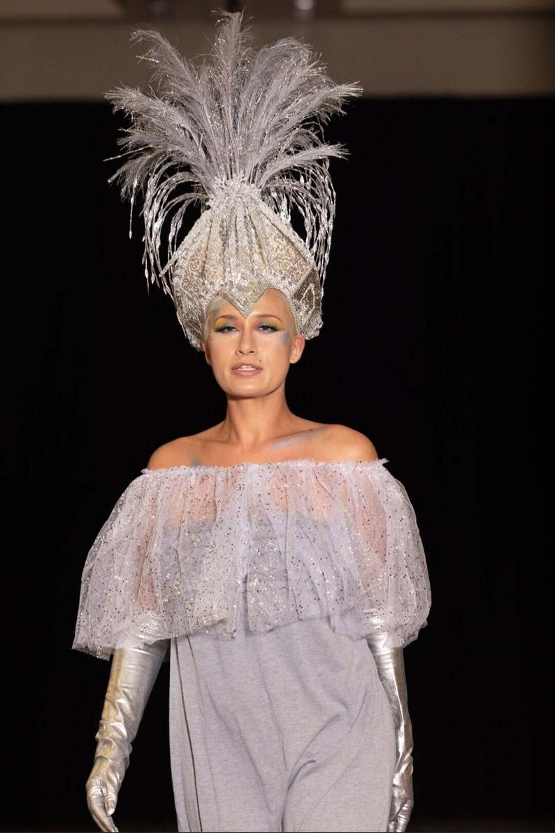 Icicle Queen Headdress, Silver Snowflake Crown, Winter Party Headband ...