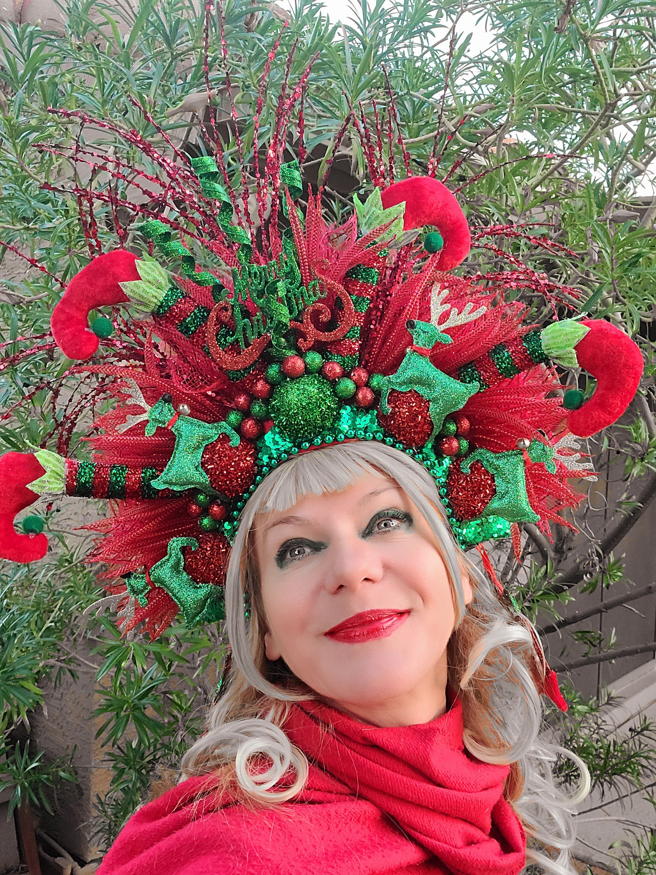 Ugly Sweater Headdress, Xmas Crown, New Year Headpiece, Elf Headdress ...