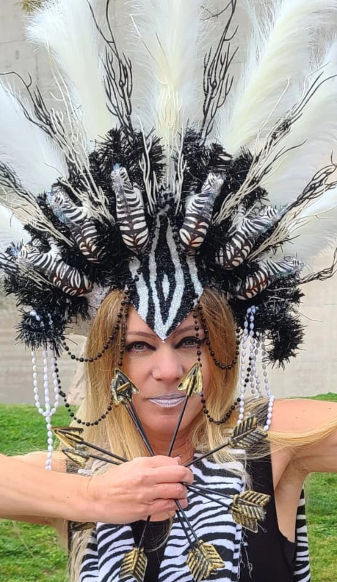 Zulu Warrior Headdress, Zuly Crown, African Headdress, Zebra Headpiece ...