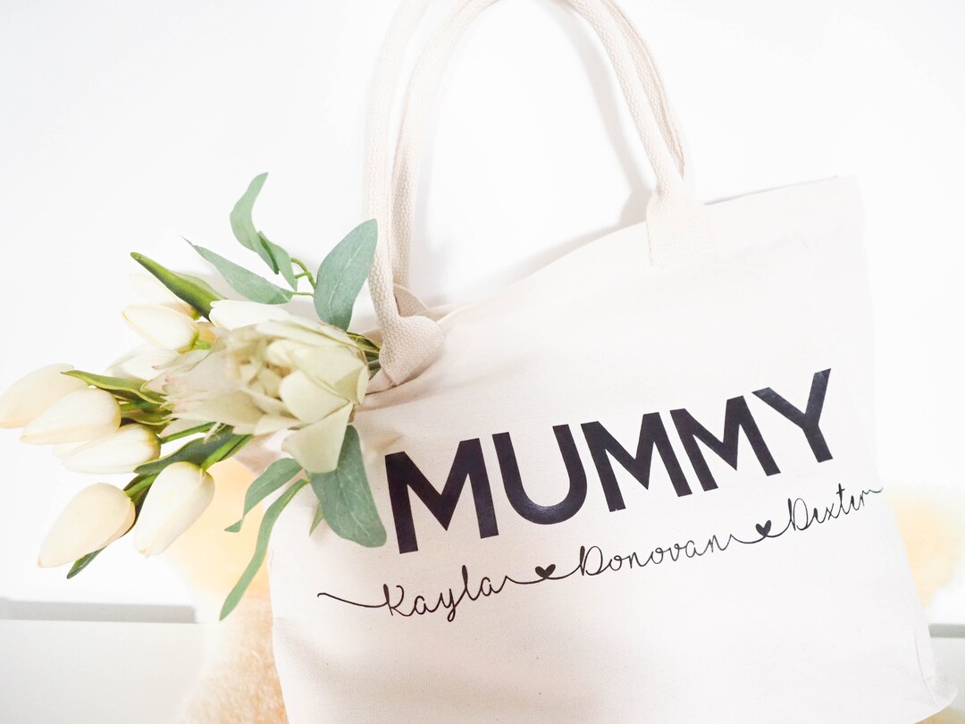 Personalised MUM Bag With Kids Names - Premium 100% Cotton Tote With ...