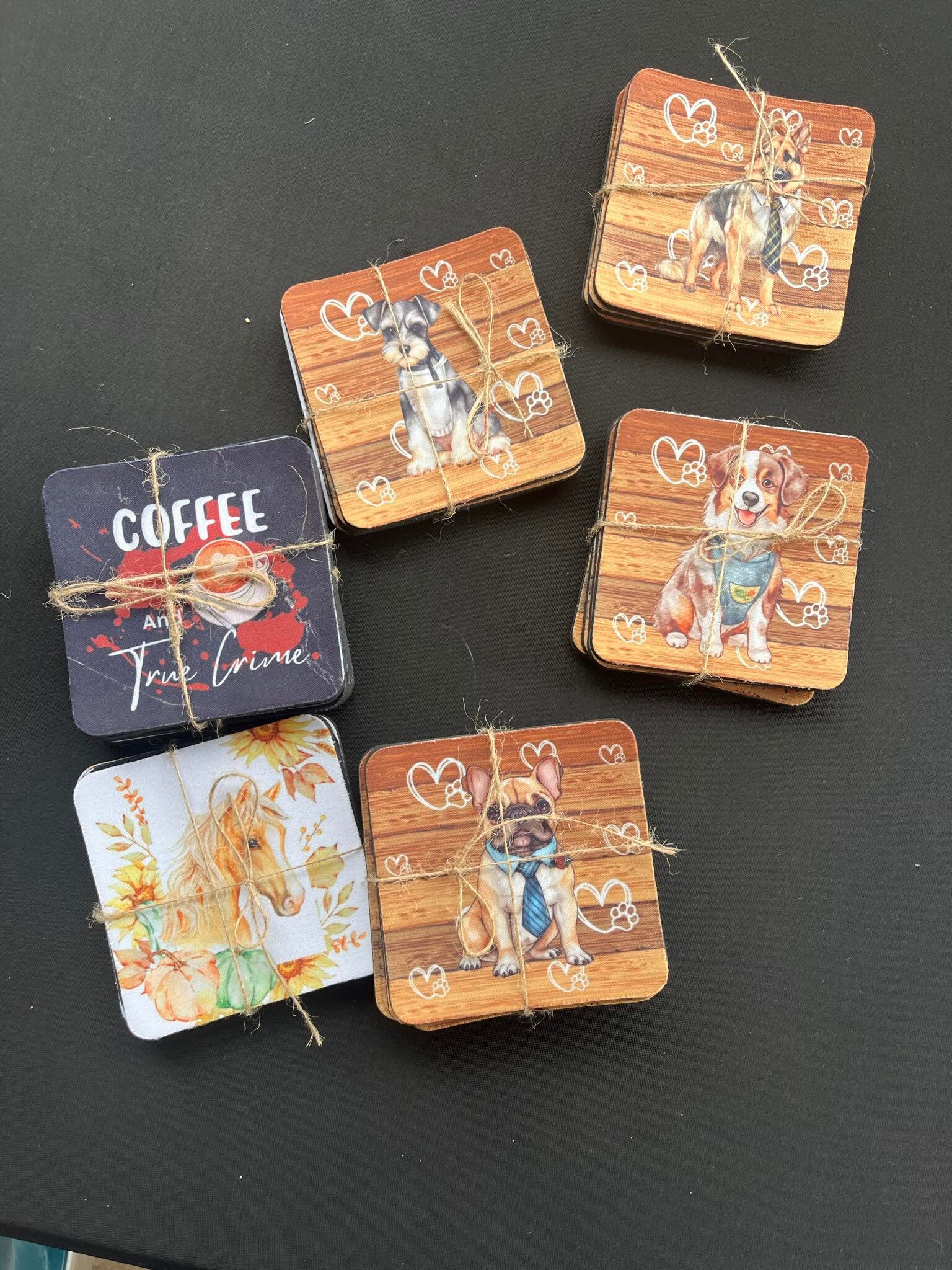 Sublimated Neoprene Coasters, Set of 4, Assorted Designs - Etsy