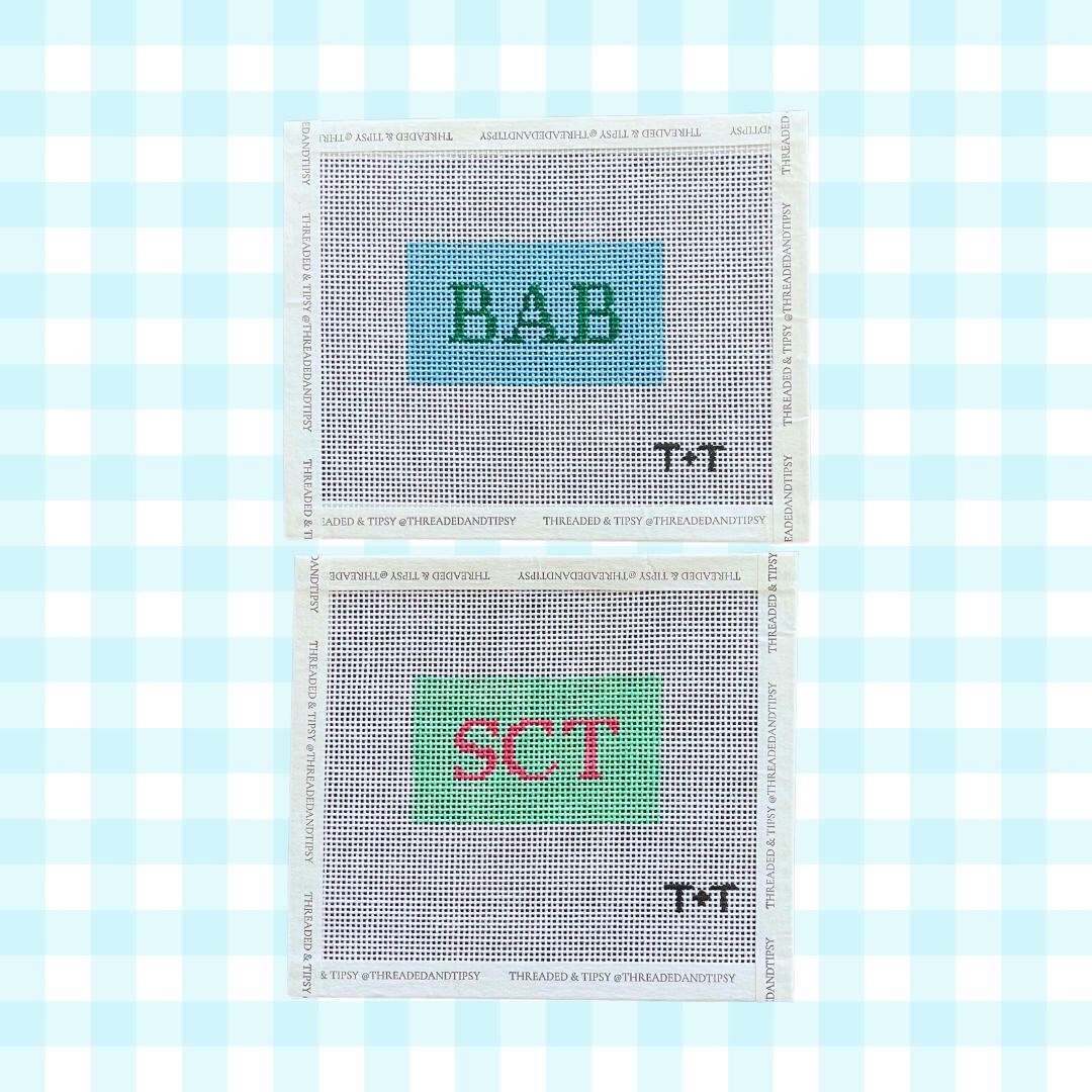 Custom Monogram Initial Bag Charms, Hand-painted Needlepoint Canvas ...