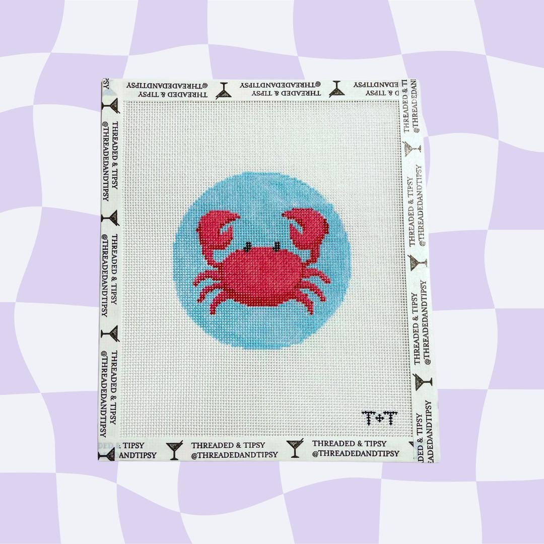 Crab Round Hand-painted Needlepoint Canvas | Made to Order | CANVAS ...