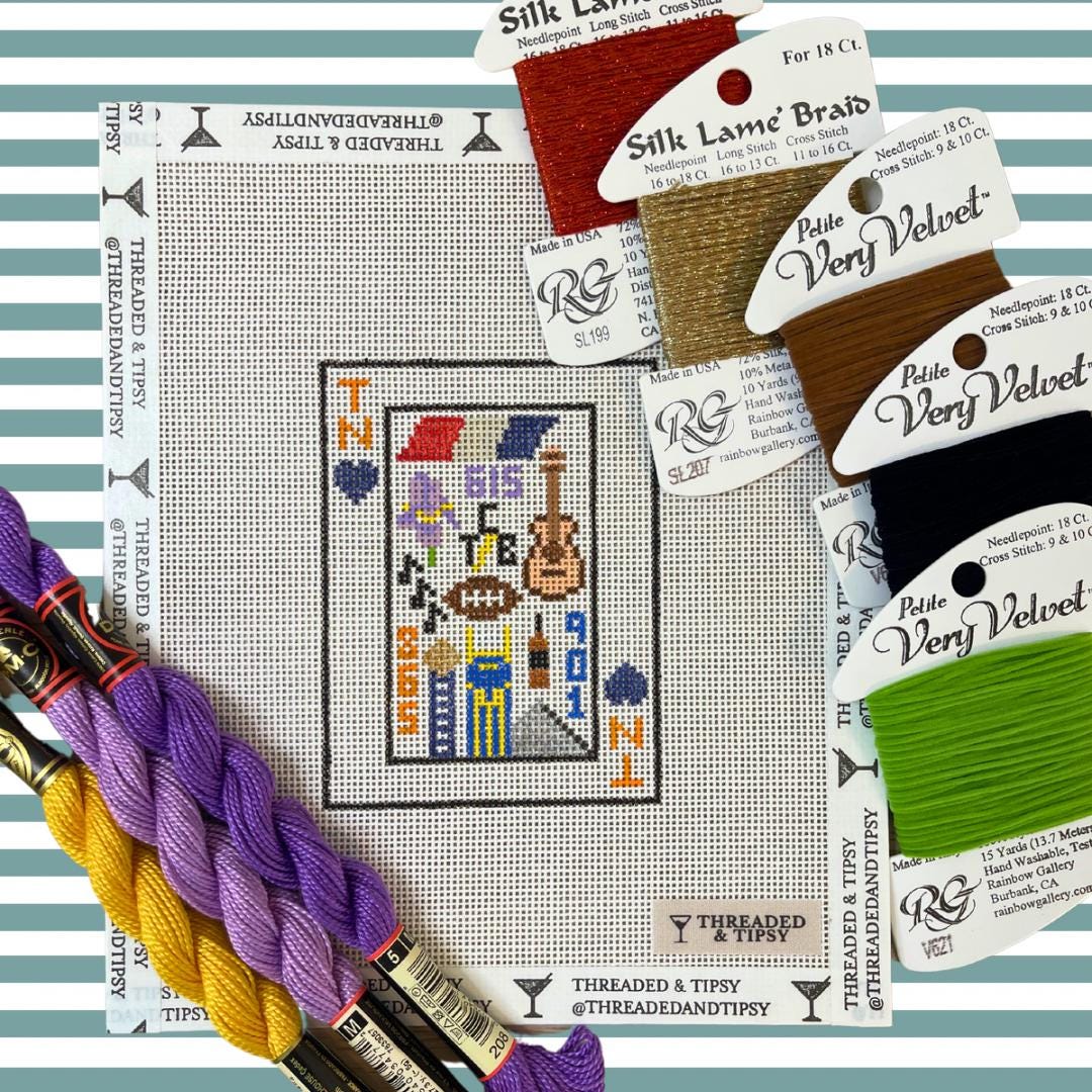Pre-order | TN Playing Card, Hand-painted Needlepoint Canvas | Canvas ...