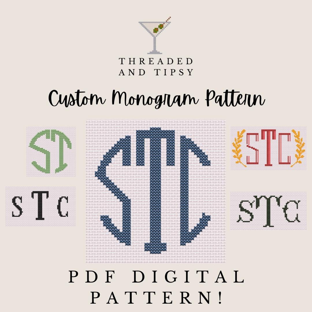 Custom Monogram Cross Stitch/needlepoint Pattern - Etsy