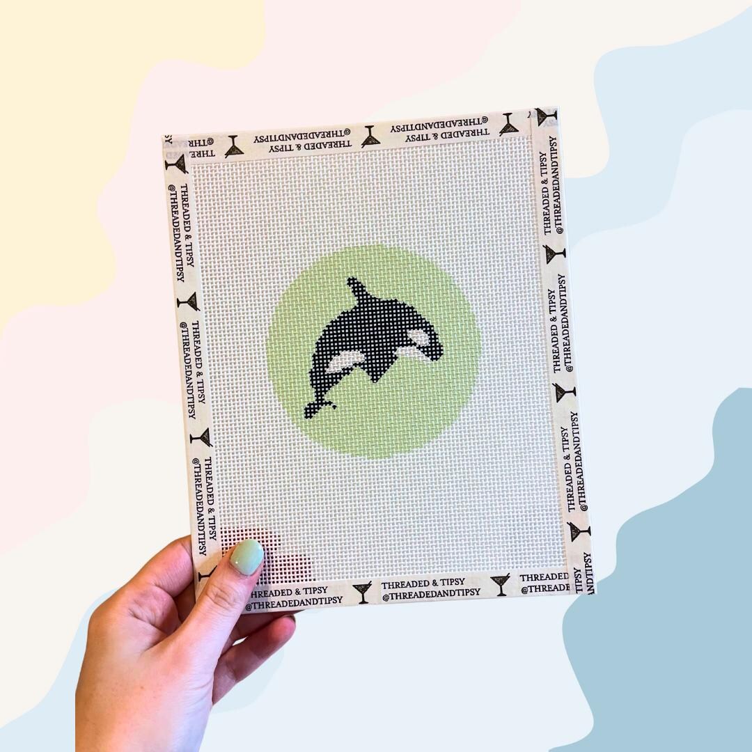 Orca Round Hand-painted Needlepoint Canvas | Made to Order | CANVAS ...
