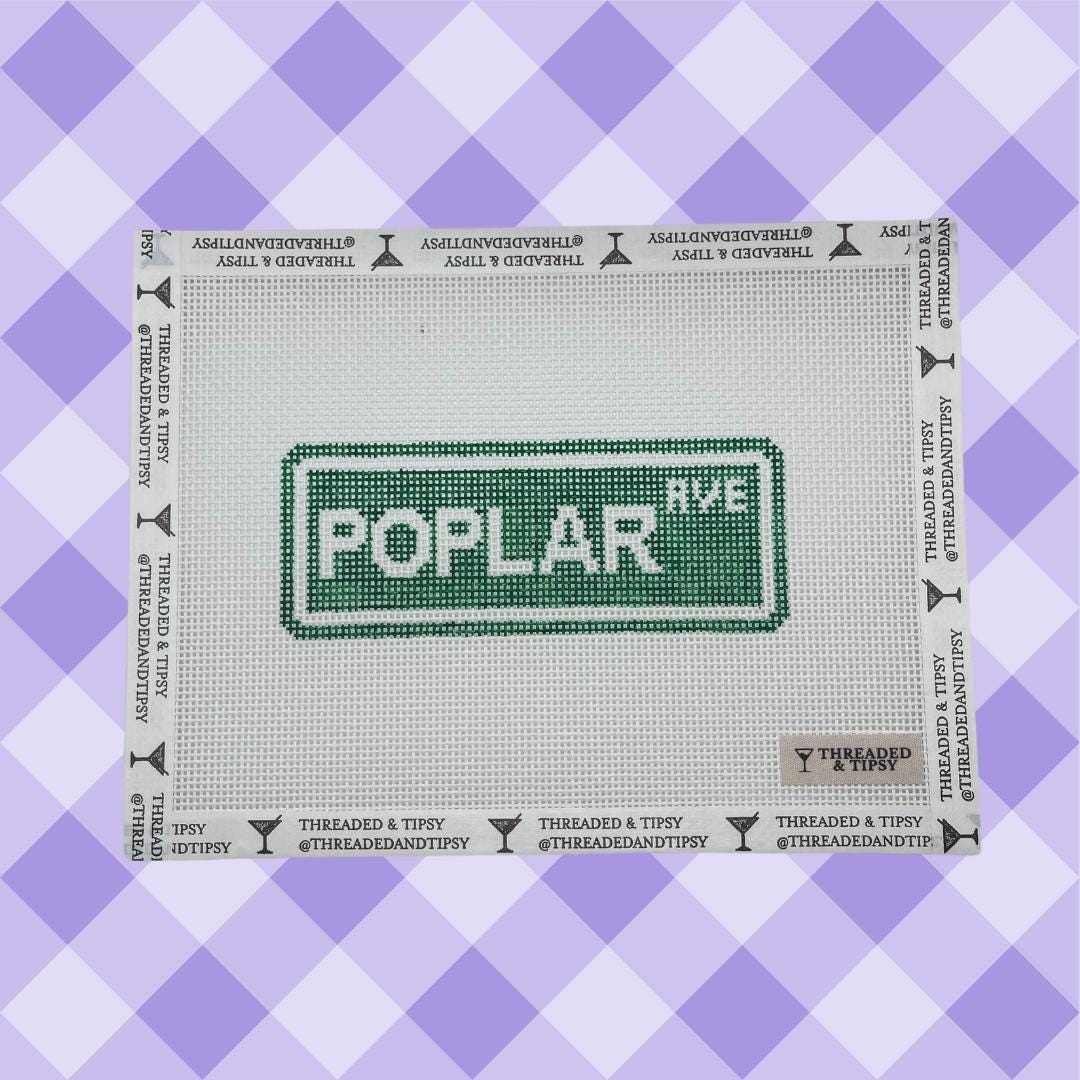 Poplar Ave Street Sign, Memphis, Hand-painted Needlepoint Canvas | Made ...