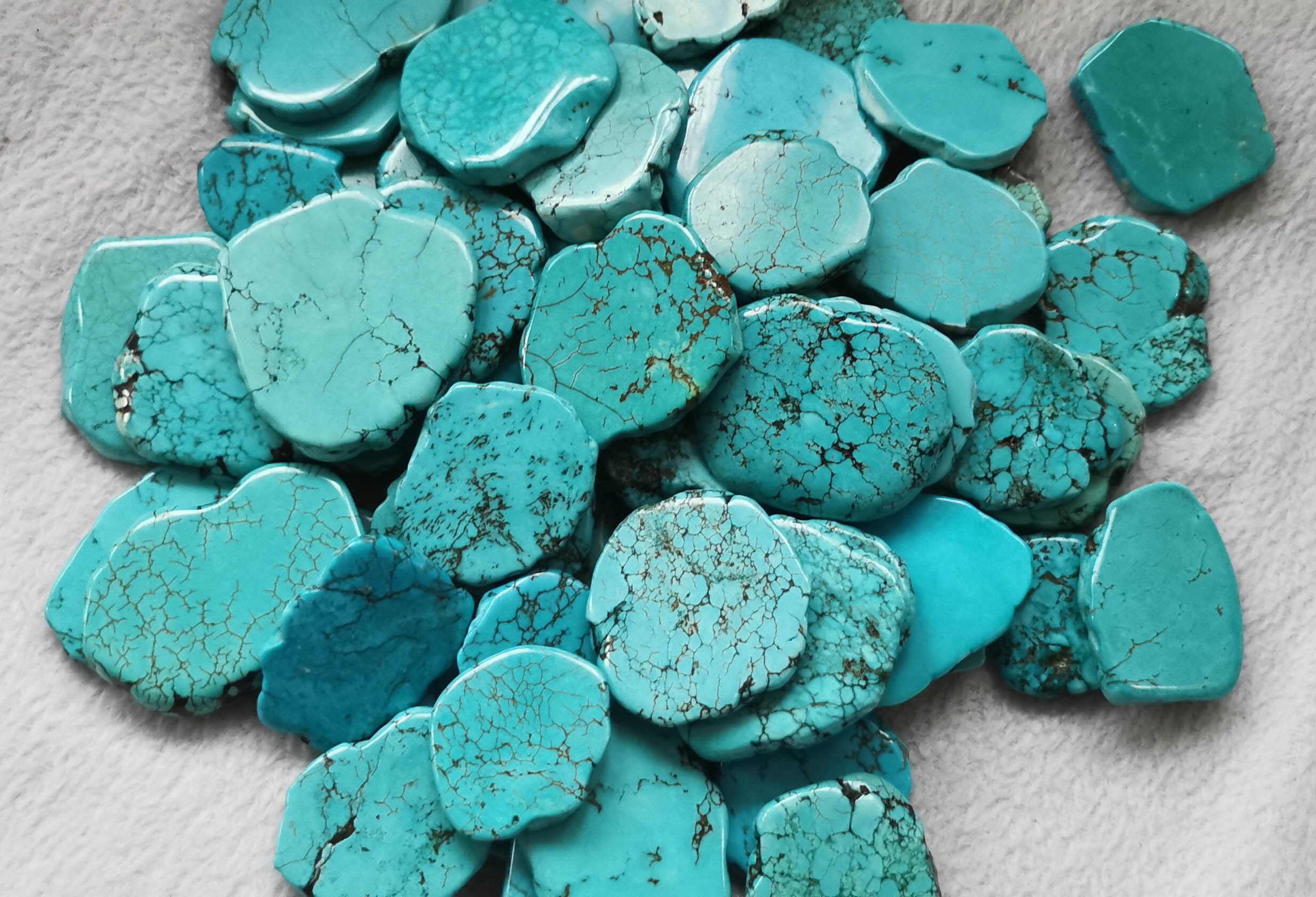 Wholesale-20pcs Turquoise Slab Freeform Marble Cabochon Bead Blue ...