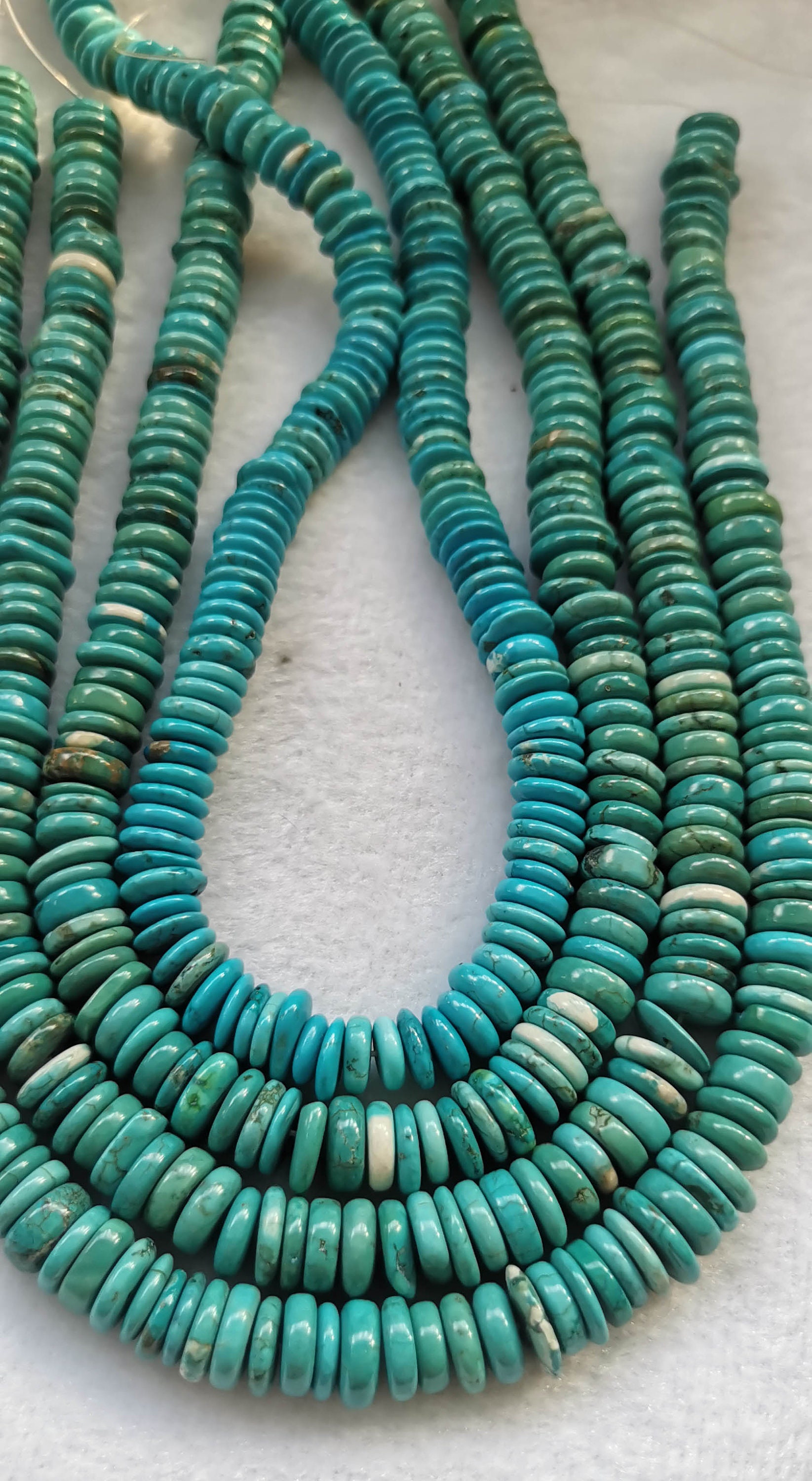 16inch Blue green Turquoise Heishi Wheel Rondelle 10-18mm | Etsy