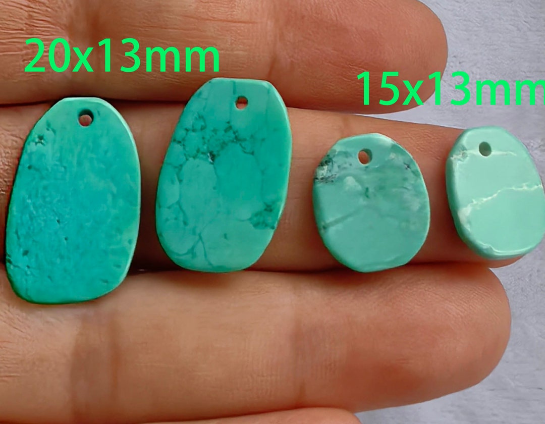 20pcs Matrix Turquoise Stone Puffed Oval Horse Eye Thin Slab Earrings ...