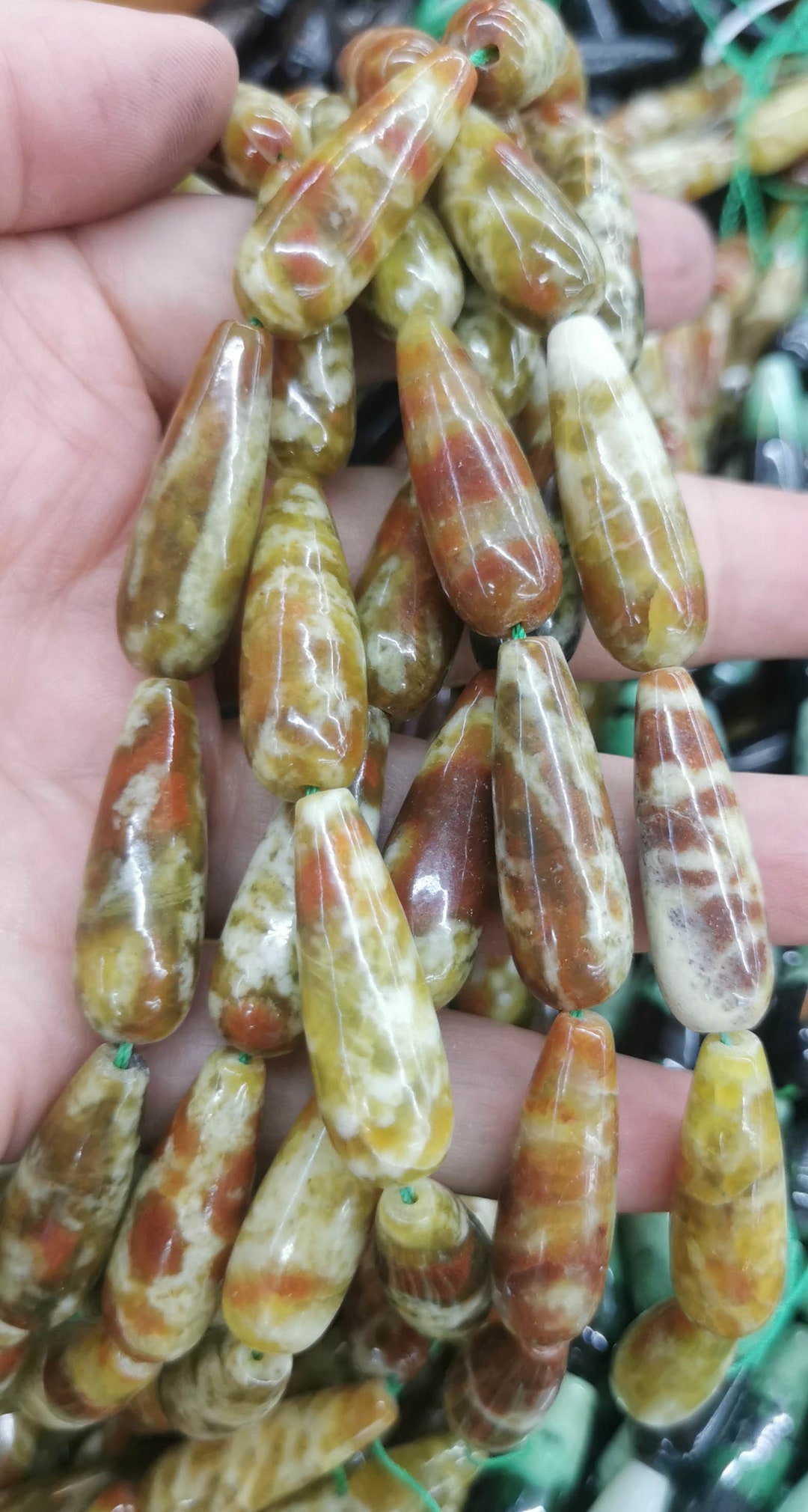 30mm Natural Selenite Jewelry Oranger Yellow Selenite Teardrop Drop 16 ...