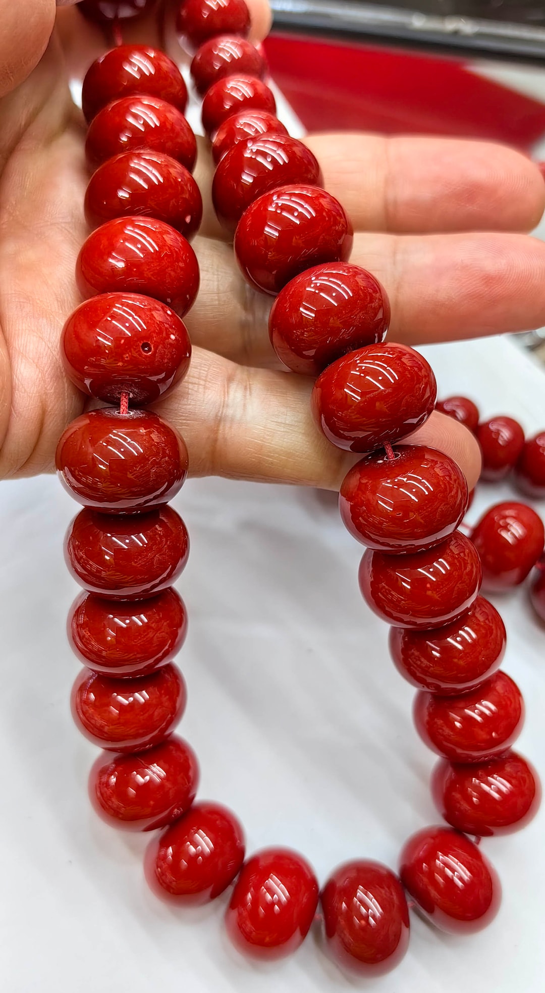 20pcs Dark Red Coral Rondelle Abacuse Wheel Heishi 6-16mm Japanese Red ...